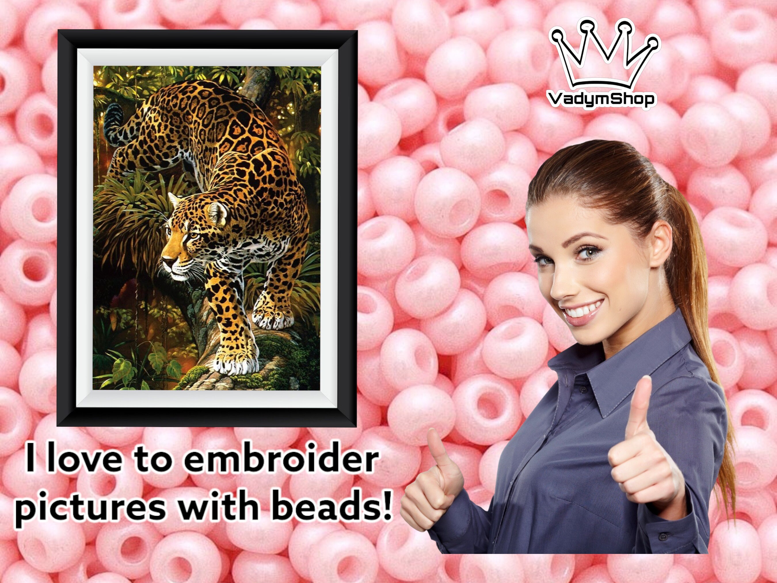 DIY Bead Embroidery Kit predator Tigers. Beaded Needlework. Beadwork ...