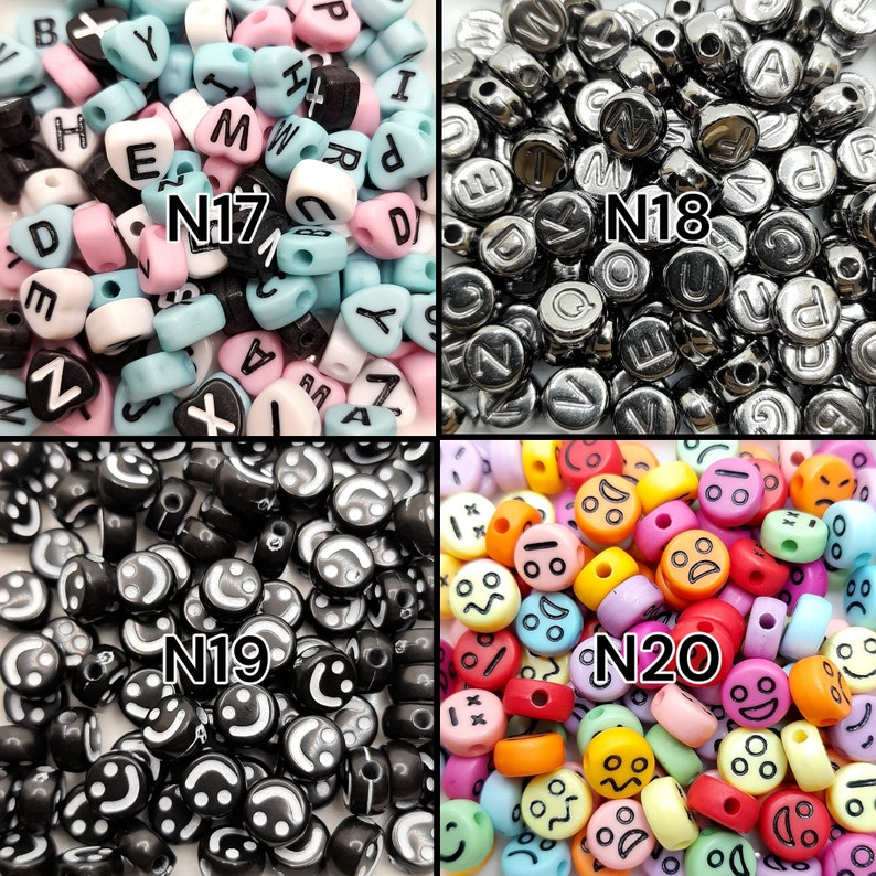 Beads With Letters Numbers Emoticons for Making Bracelets - Etsy