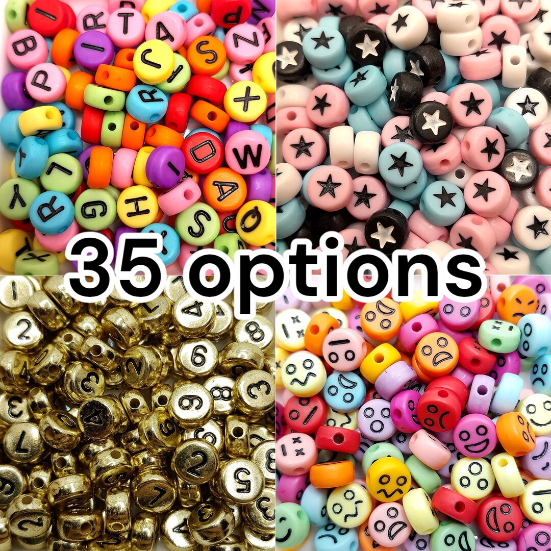 Beads With Letters Numbers Emoticons for Making Bracelets - Etsy