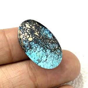 39 Cts 100% Natural Pyrite Turquoise Cabochon Gemstone Size 27x17x8 Mm ...