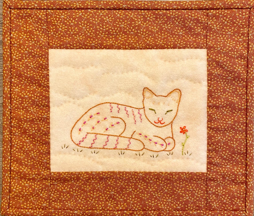 Stripedy Cat PDF Pattern for Hand Embroidery on Wool or Linen - Etsy