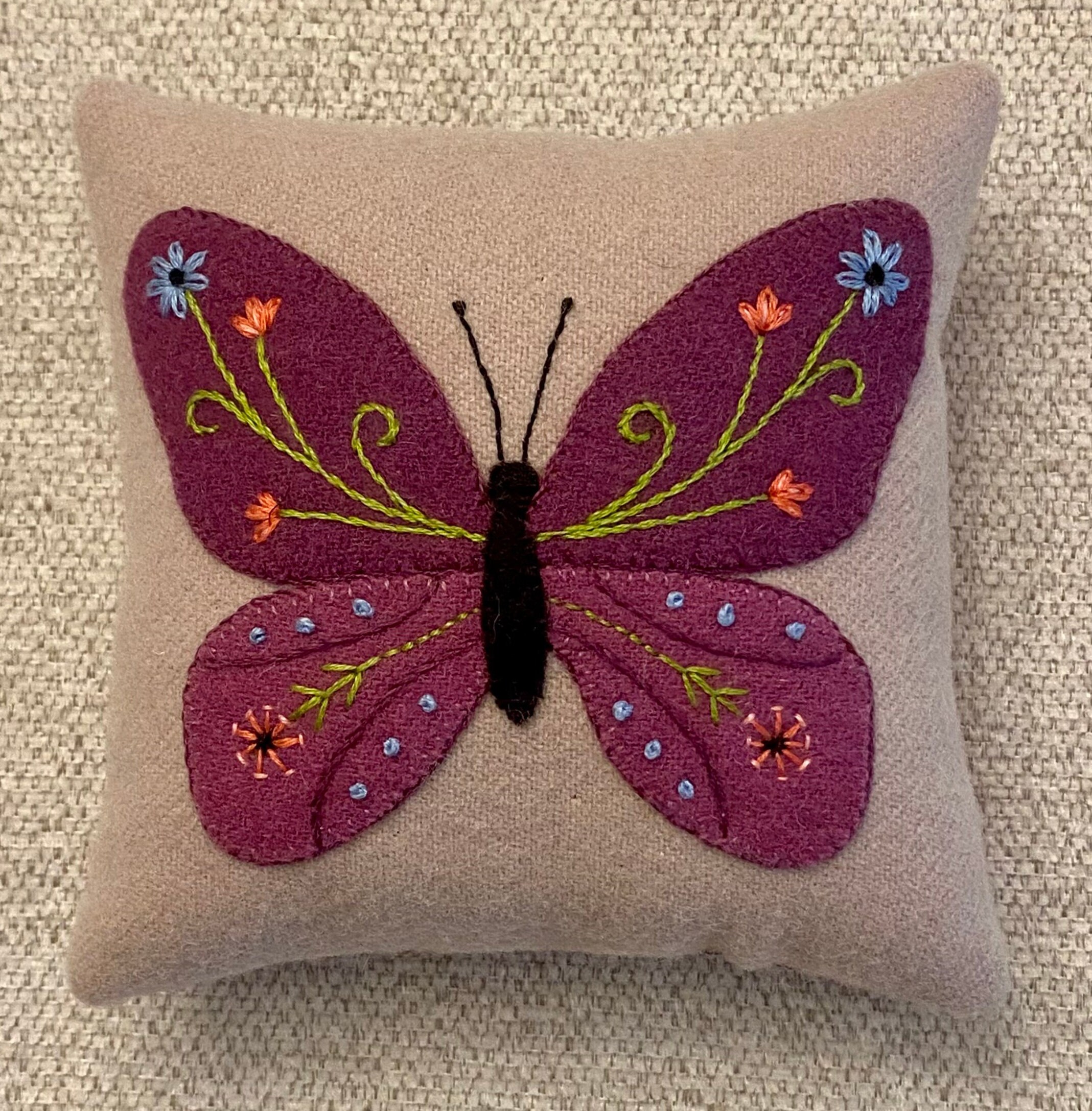 Butterfly Garden Pincushion PDF Pattern for Wool Applique and ...