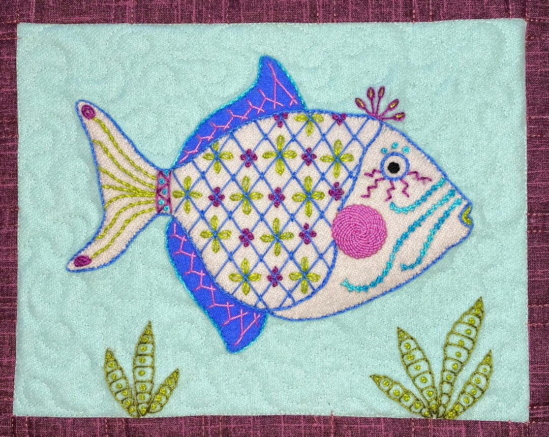 Queen Triggerfish Wool Appliqué With Embroidery PDF Pattern for Small ...