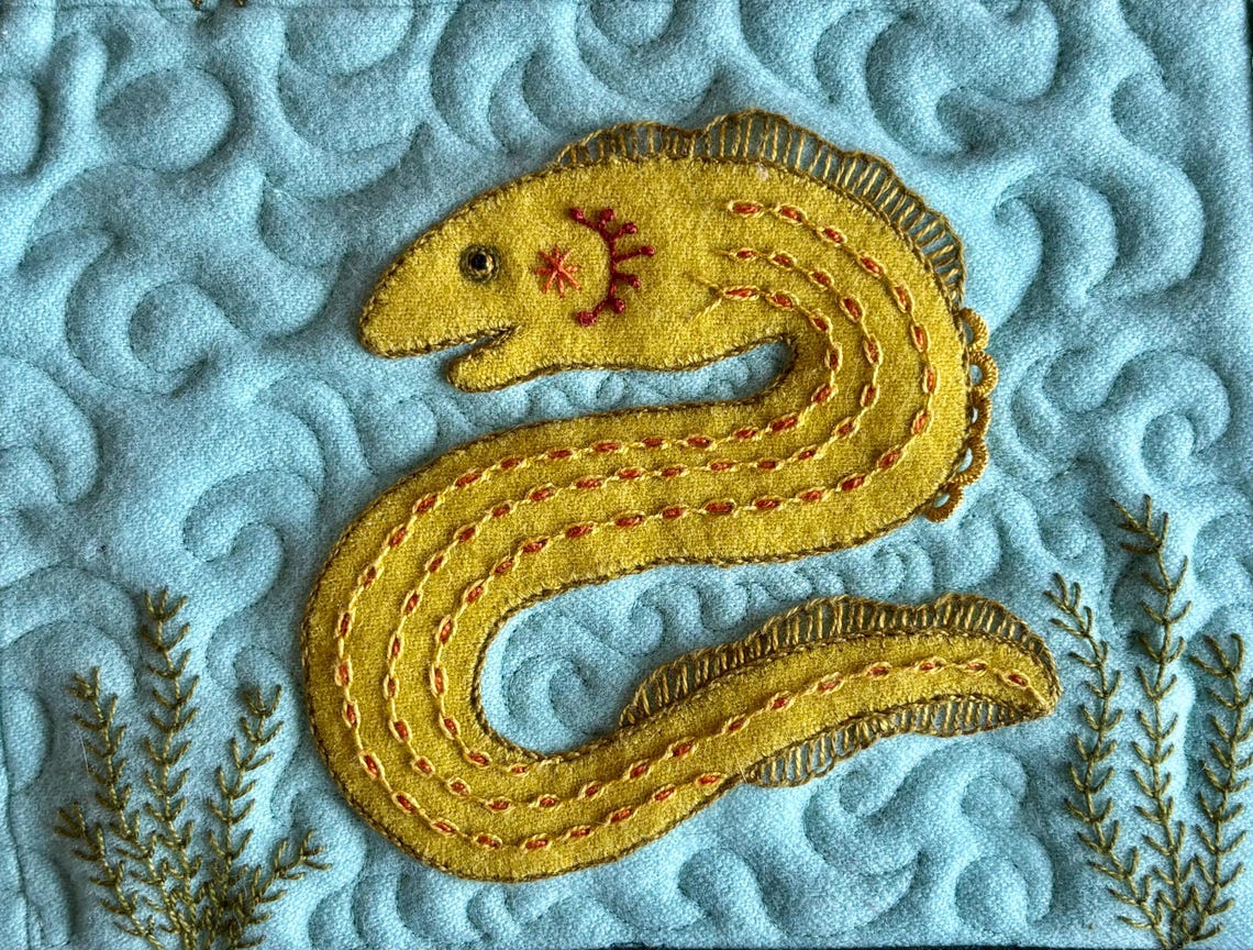Moray Eel Wool Appliqué and Embroidery PDF Pattern for Small Quilt - Etsy