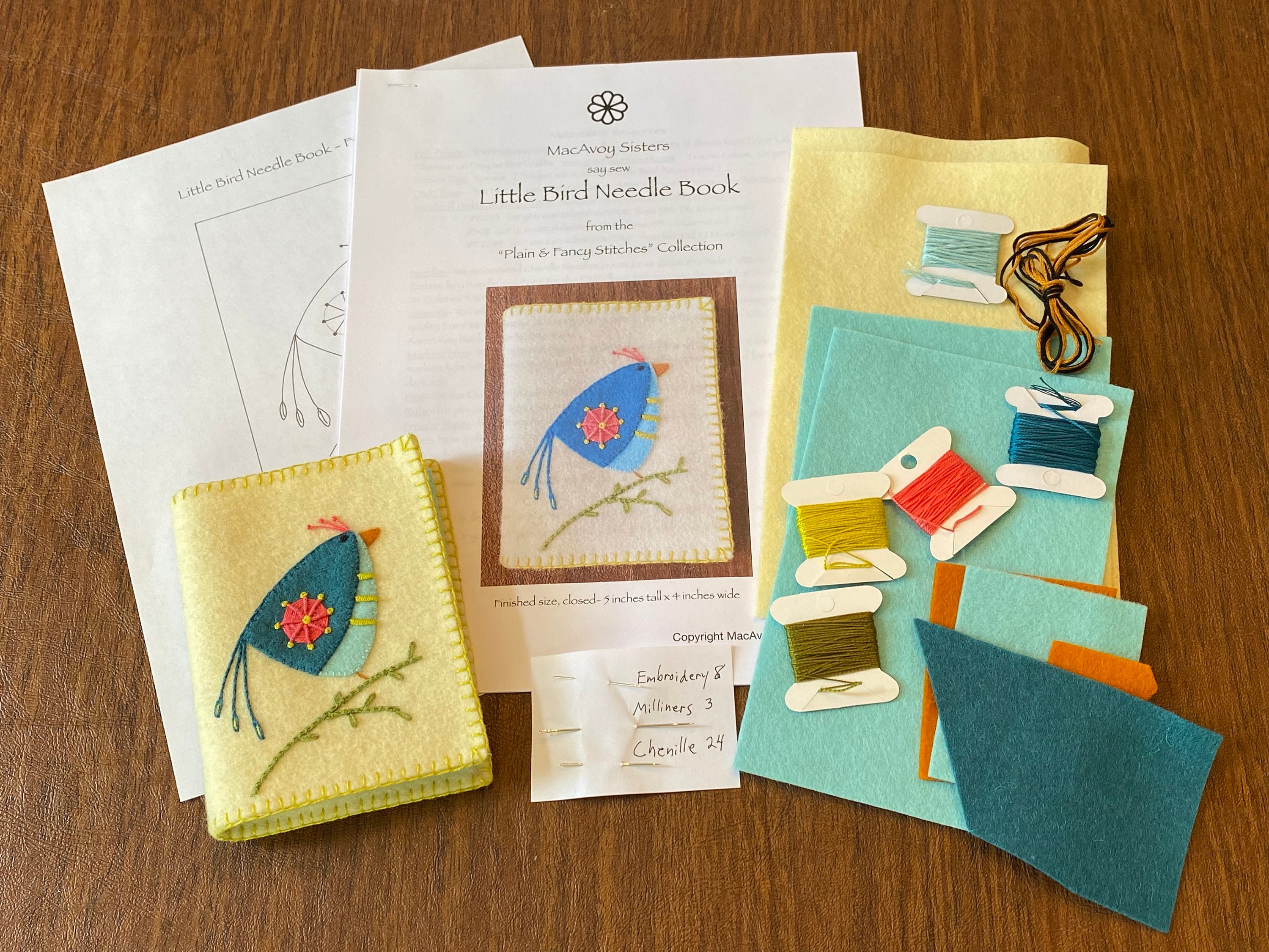 Little Bird Needle Book Kit: Wool Felt Appliqué and Embroidery - Etsy