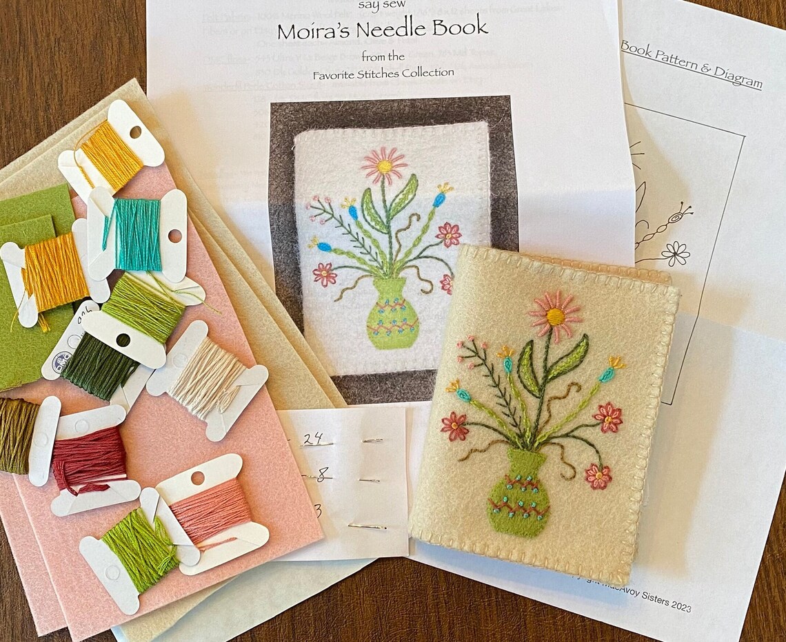 Moira's Needle Book Kit: Wool Felt Appliqué and Embroidery Pattern - Etsy