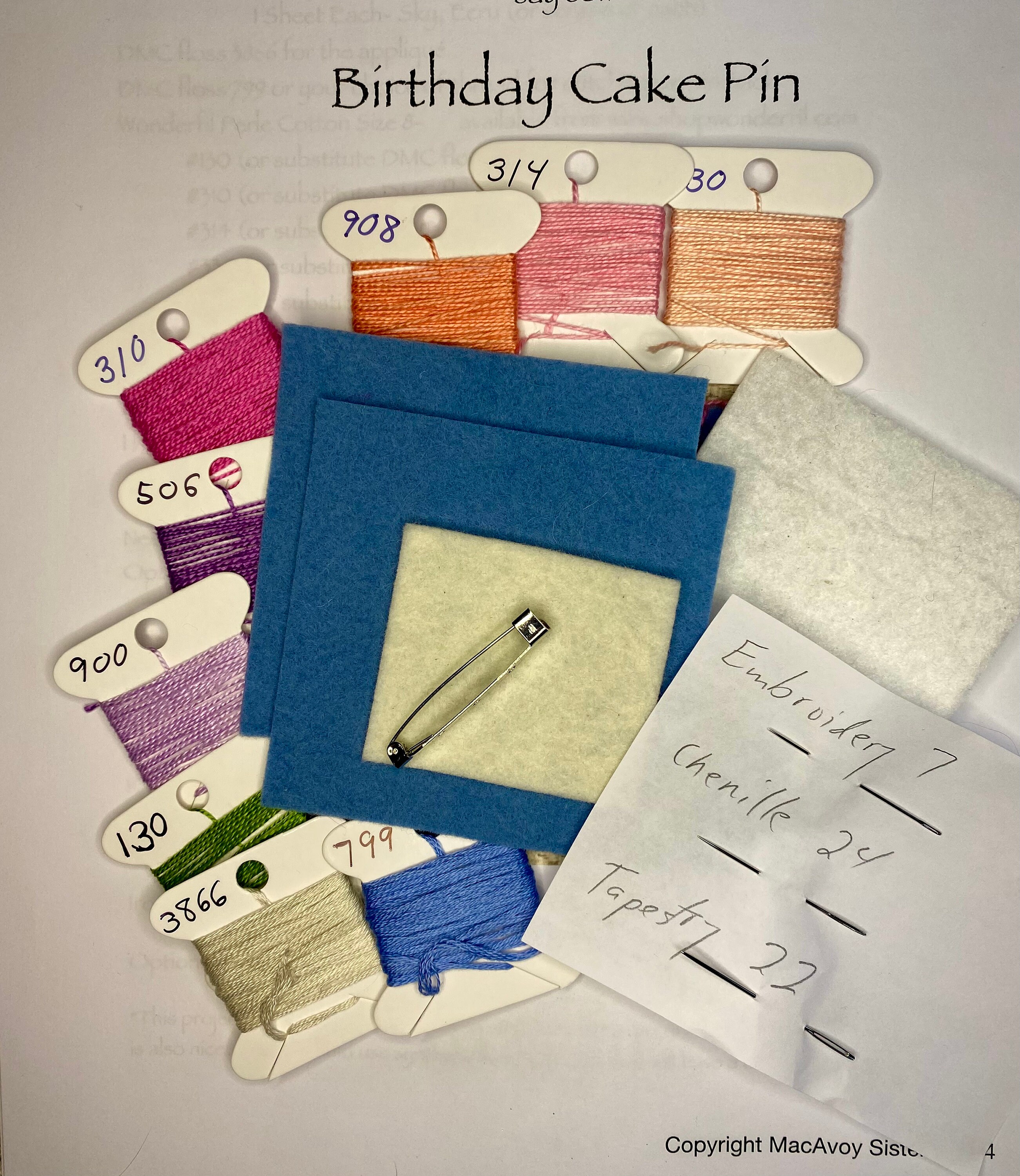 Birthday Cake Pin Kit Wool Felt Appliqué and Embroidery - Etsy