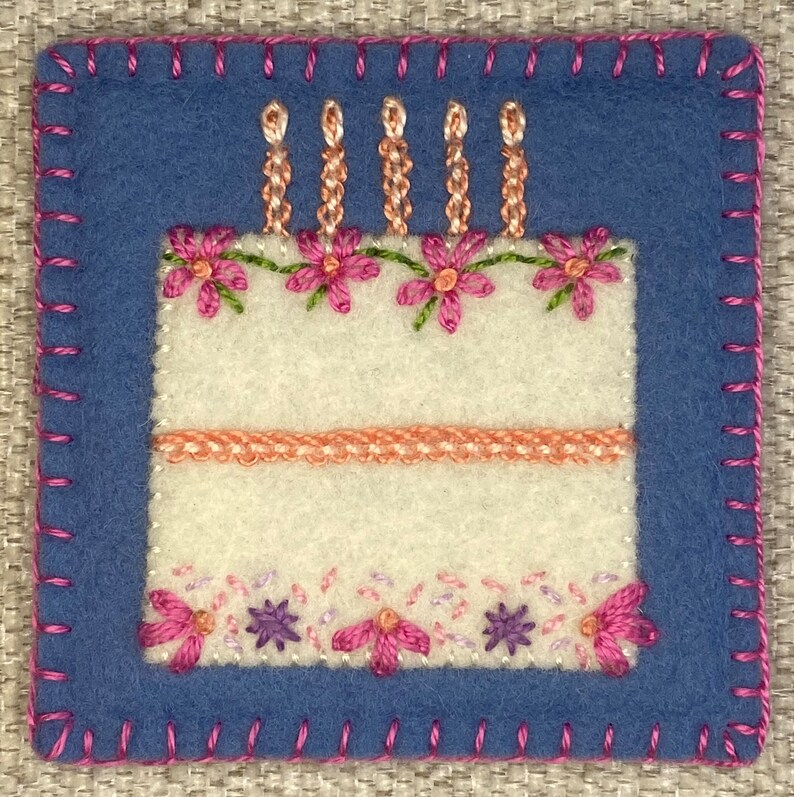 Birthday Cake Pin PDF Pattern for Wool Felt Applique and Embroidery - Etsy