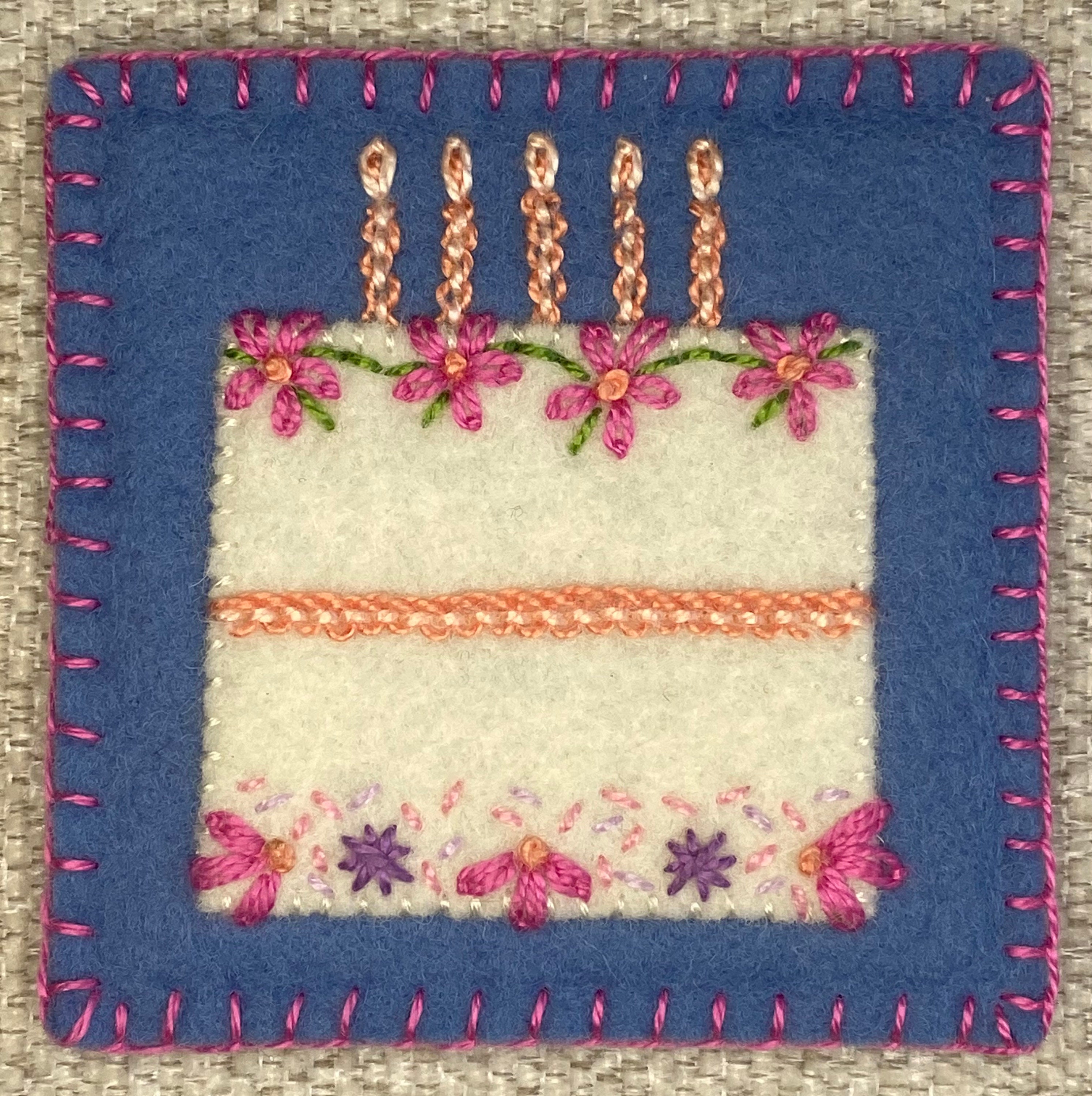 Birthday Cake Pin PDF Pattern for Wool Felt Applique and Embroidery - Etsy