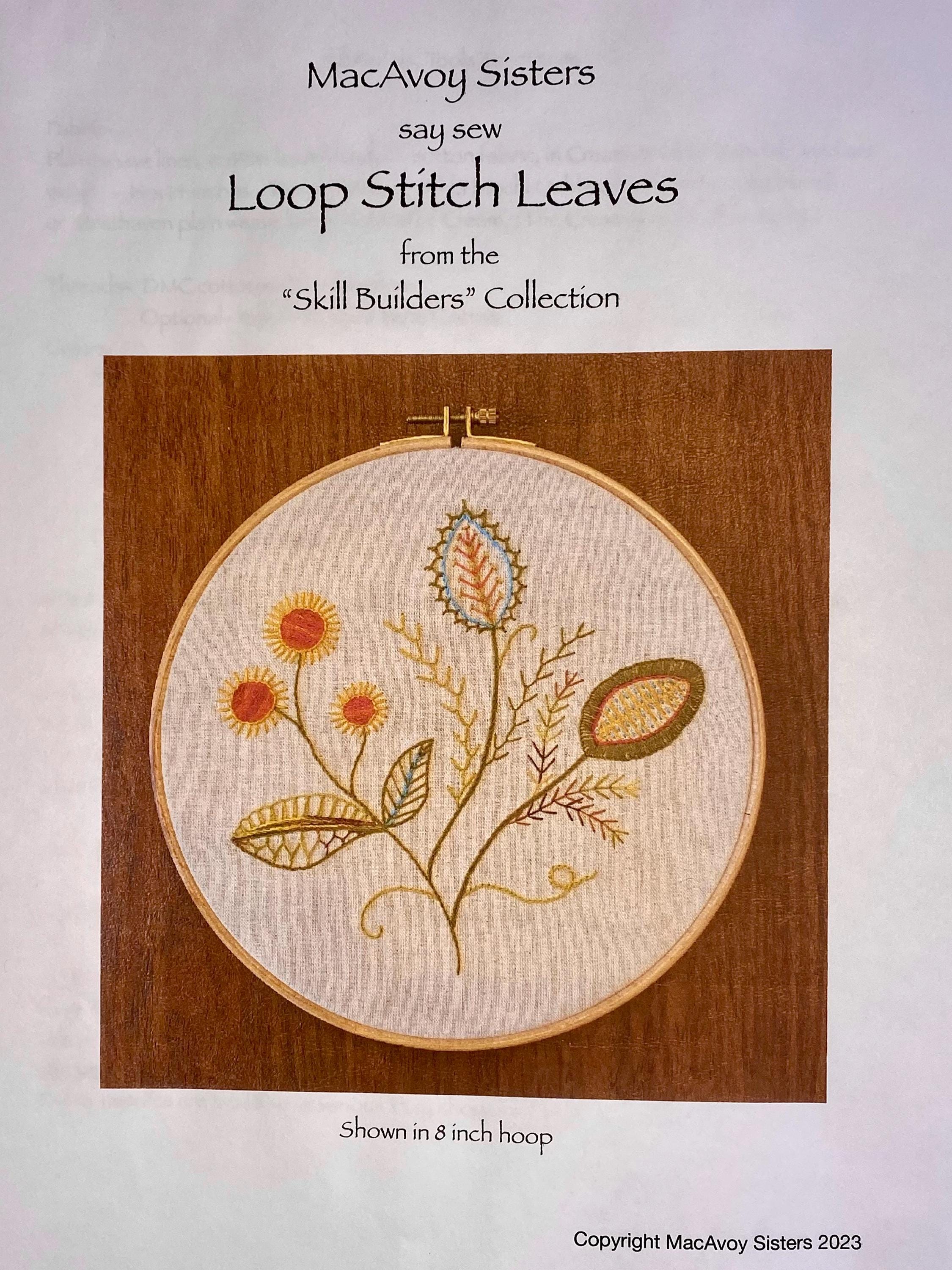 Loop Stitch Leaves Hoop Art PDF Pattern for Hand Embroidery on Linen ...