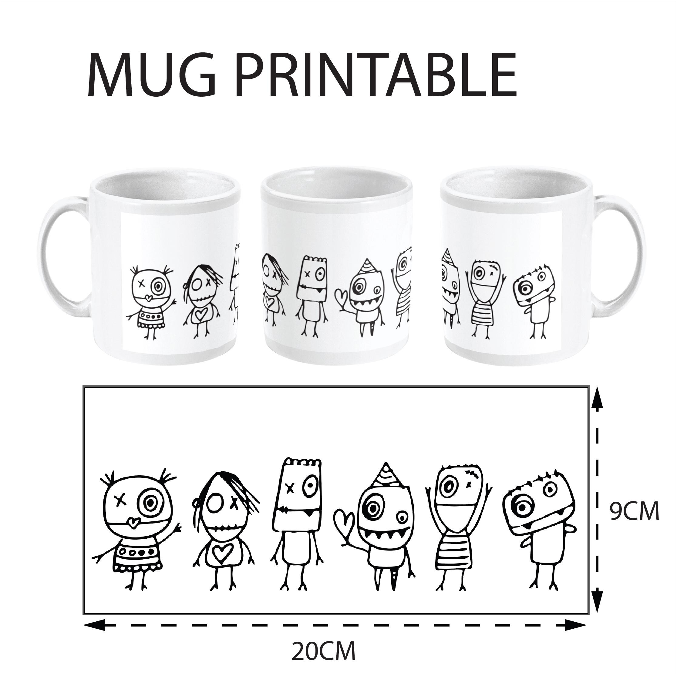 Editable Little Monsters Printable Download for Mugs AI, PNG Dye ...