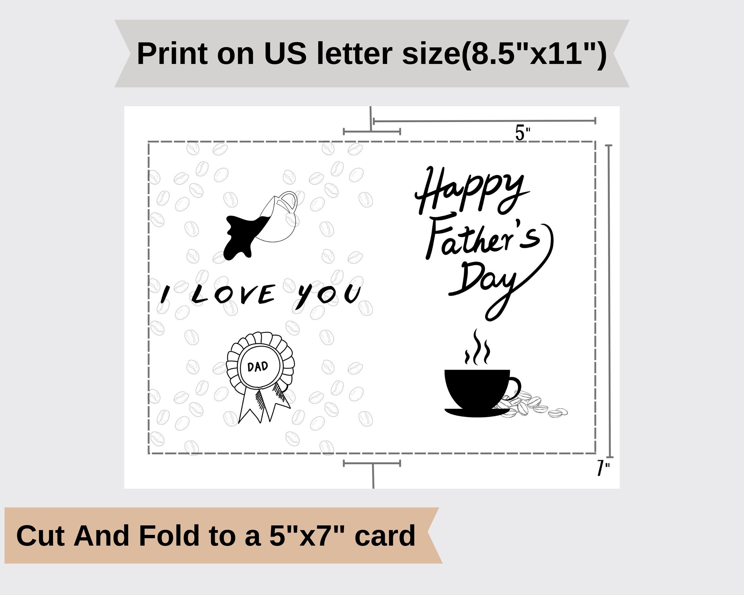 Happy Father's Day Printable Card / Coffee Father's - Etsy