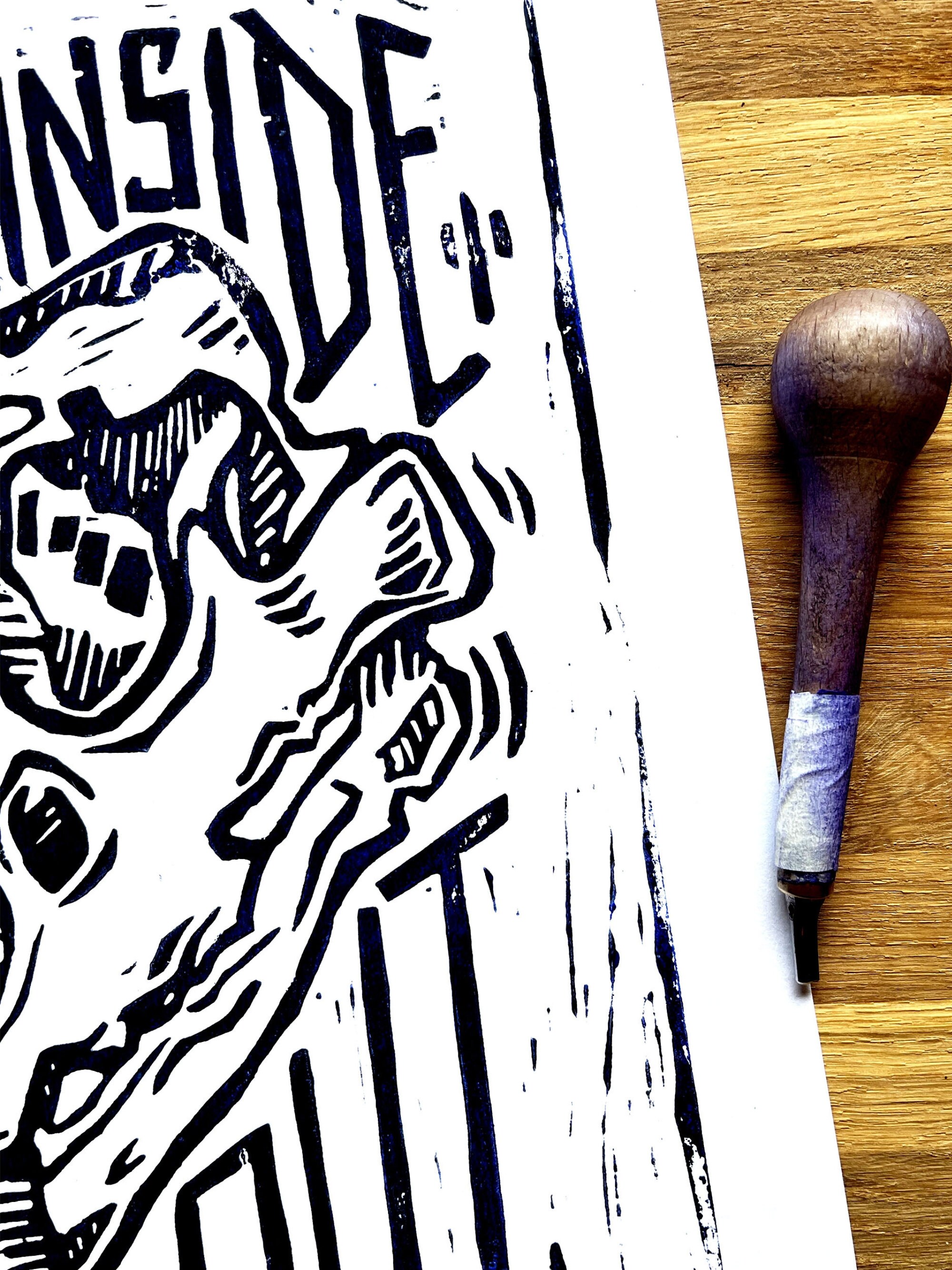 Animal Skull Handmade Linocut Print | A4 Size | Handprinted Blockprint - Etsy