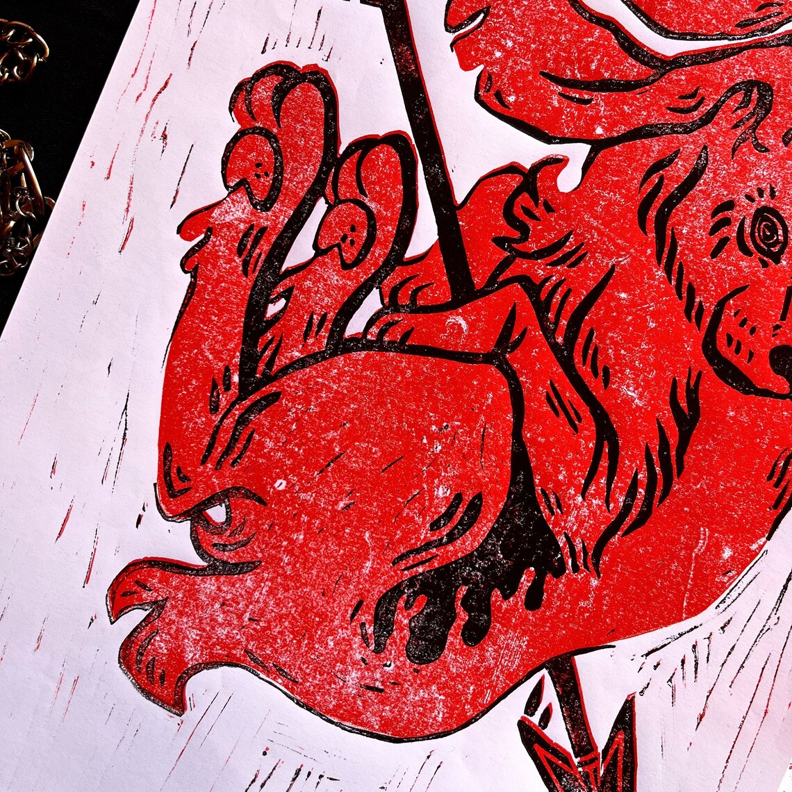 Bunny Linocut Print A4 Size Reduction Print Animal Illustration - Etsy