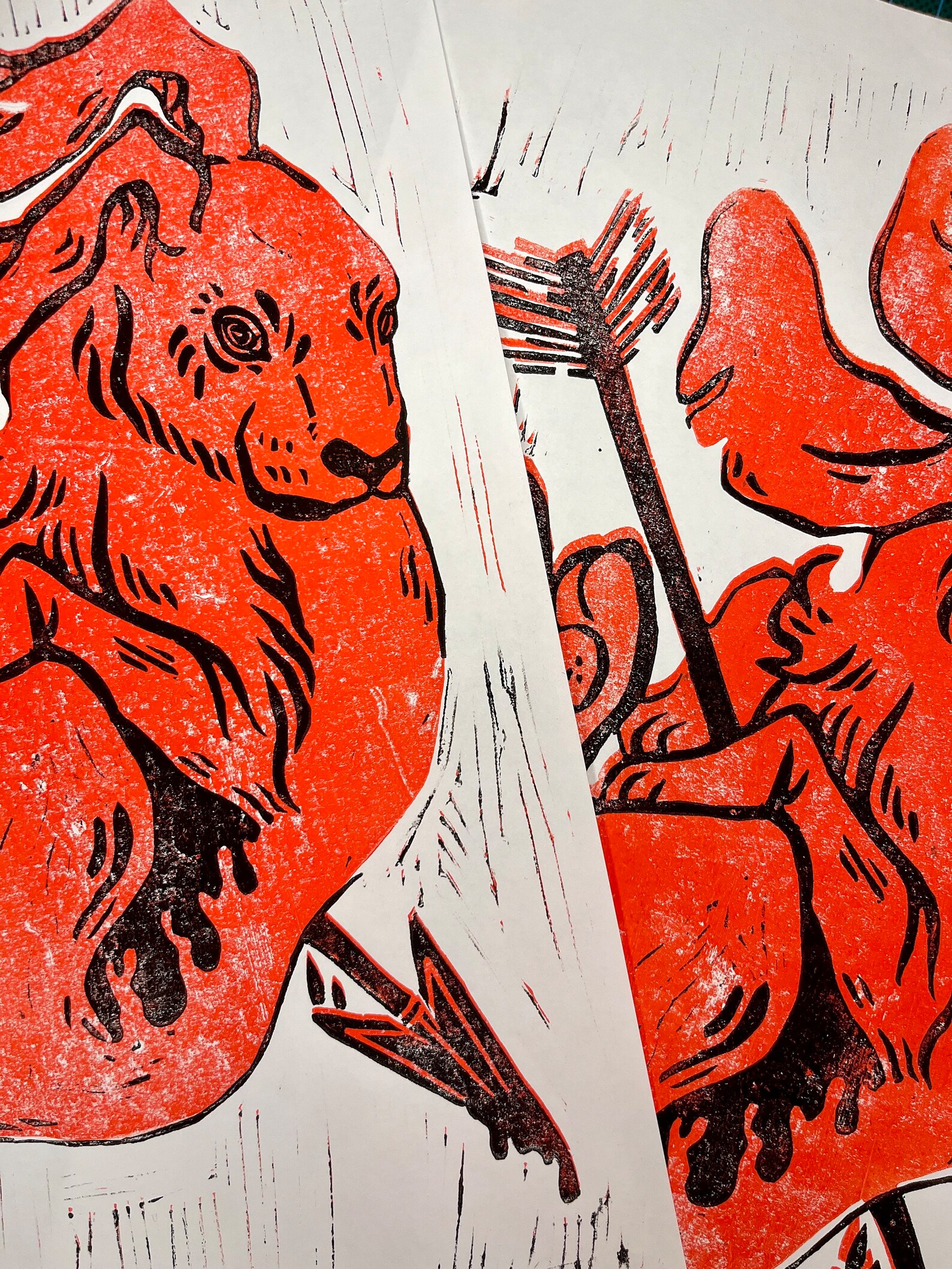 Bunny Linocut Print A4 Size Reduction Print Animal Illustration - Etsy