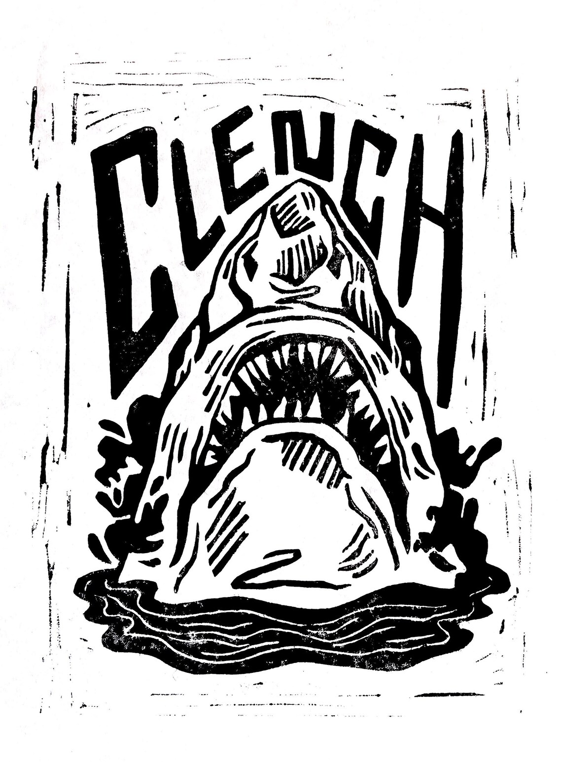 Shark Linocut Print | A4 Size | Lettering Print | Marine Animal ...