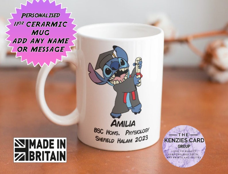 Personalised Graduation Lilo and Stitch Ceramic Mug Stitch - Etsy