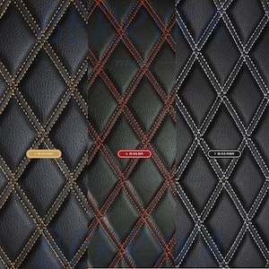 Double Quilted Vinyl Faux Leather Car Upholstery Fabric | 2"x3" 5x7.5cm ...