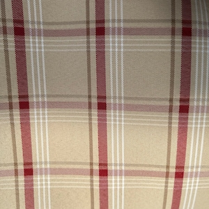 Beige Tan Burgundy Plaid Car Upholstery Fabric - VW Golf GTI MK7- 3mm ...