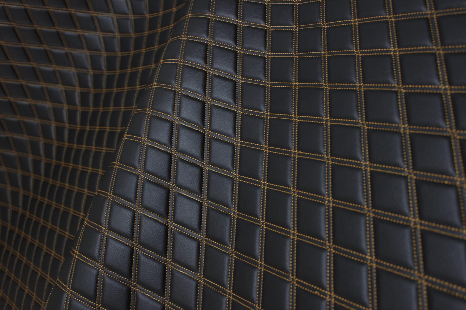 Double Quilted Vinyl Faux Leather Car Upholstery Fabric | 2"x3" 5x7.5cm ...