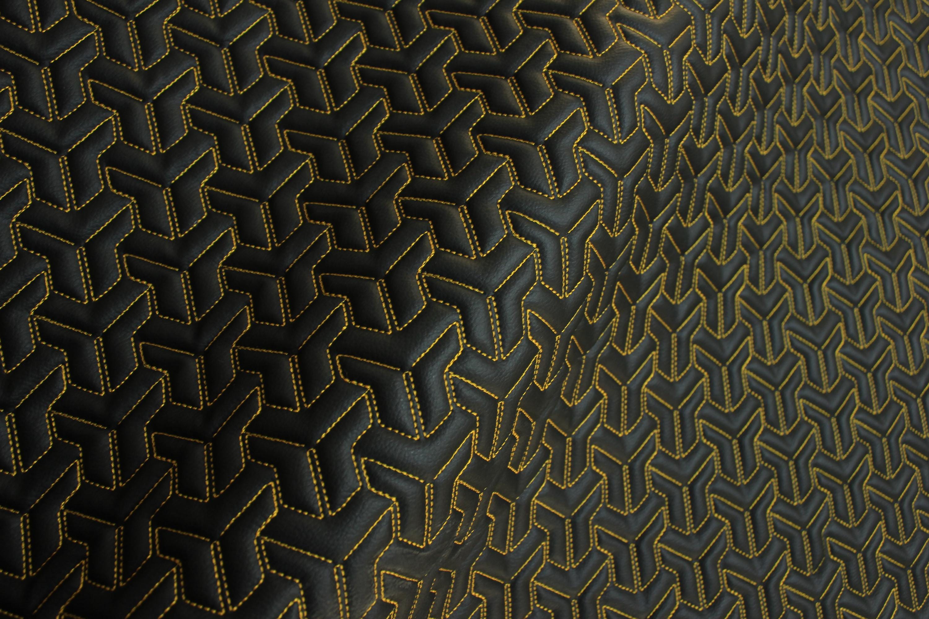 Trio Triangle Quilted Faux Leather Upholstery Fabric | Foam Backing ...