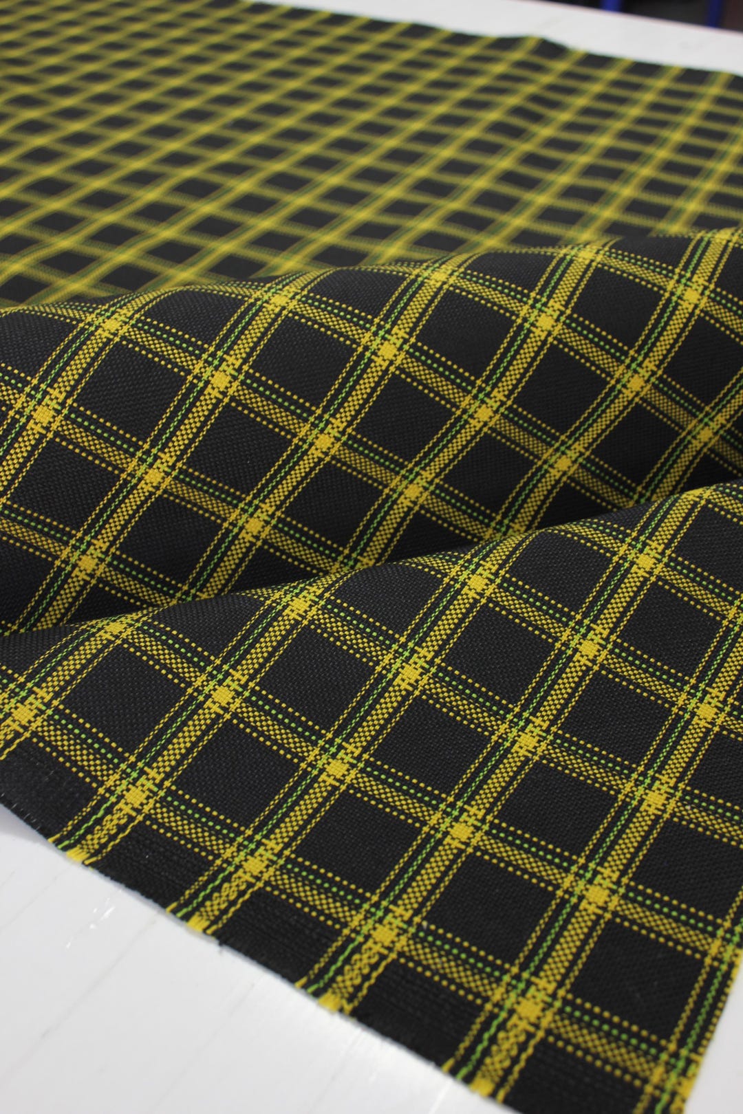 VW Golf GTI MK1 MK2 MK5 Plaid Car Upholstery Fabric Yellow Green Black ...