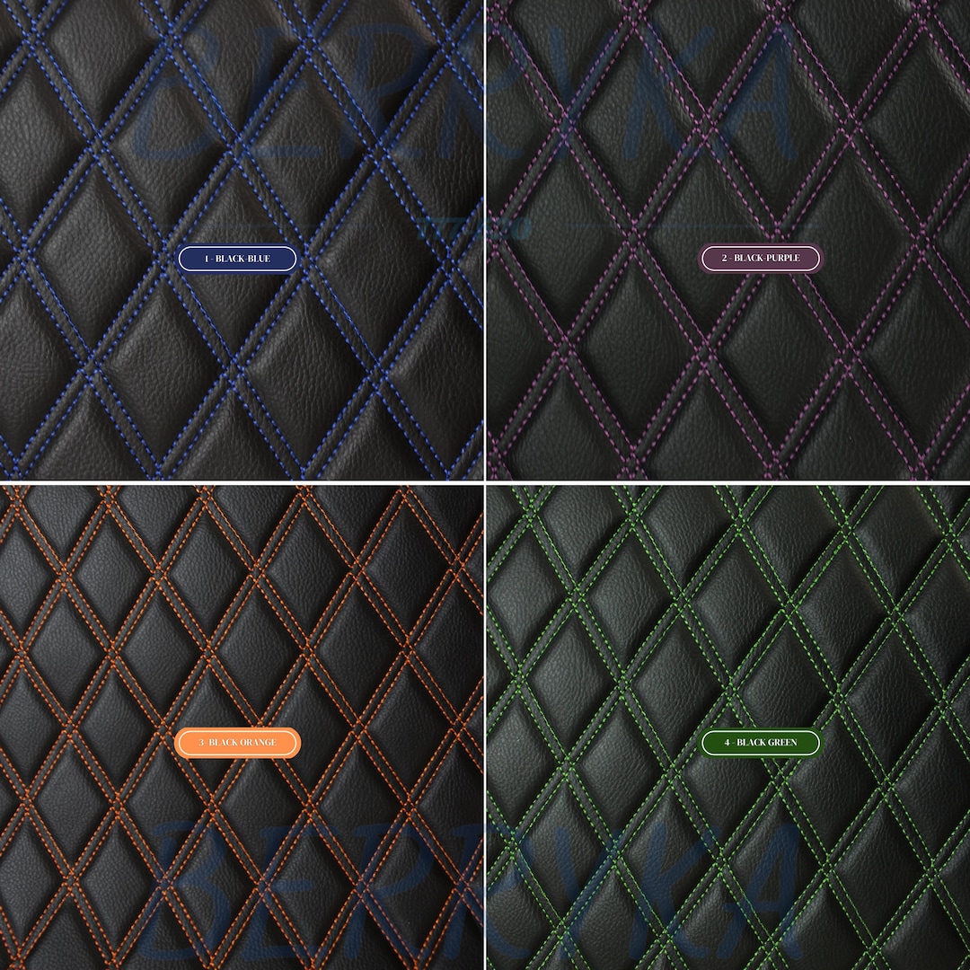 Double Quilted Vinyl Faux Leather Car Upholstery Fabric | 2"x3" 5x7.5cm ...