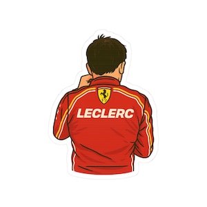 Charles Leclerc Ferrari F1 Sticker Back View Minimalist Cartoon Formula ...