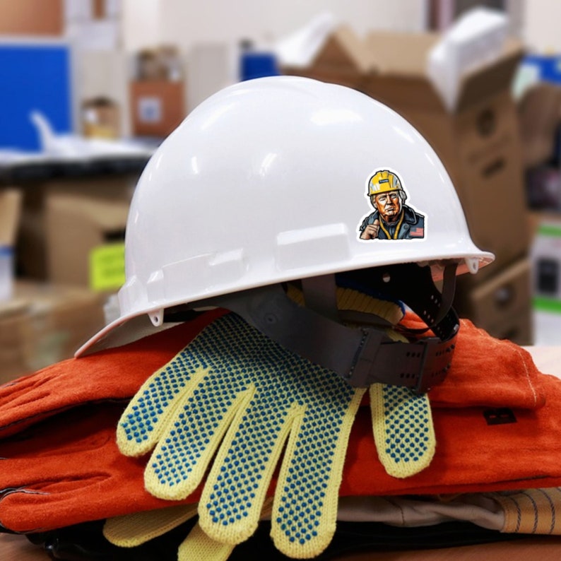 Donald Trump Hard Hat Sticker Construction Work Sticker Blue Collar ...