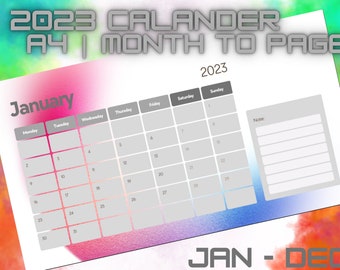 Printable 2023 Calendar Colourful - Etsy