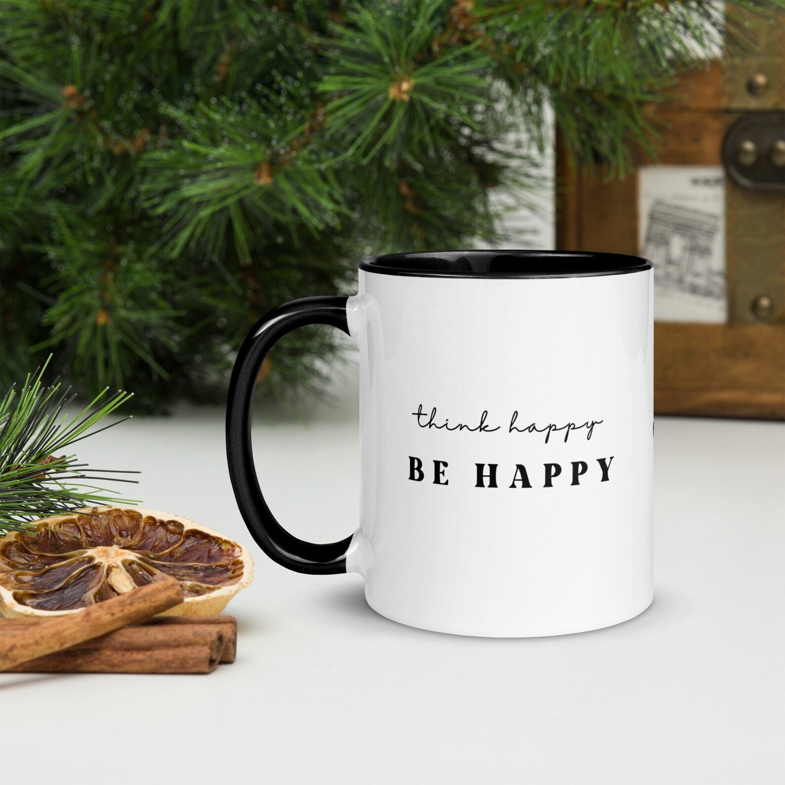 Mugs, Custom Gifts, Think Happy, Be Happy Mug, Ceramic Mug, Gift Idea ...
