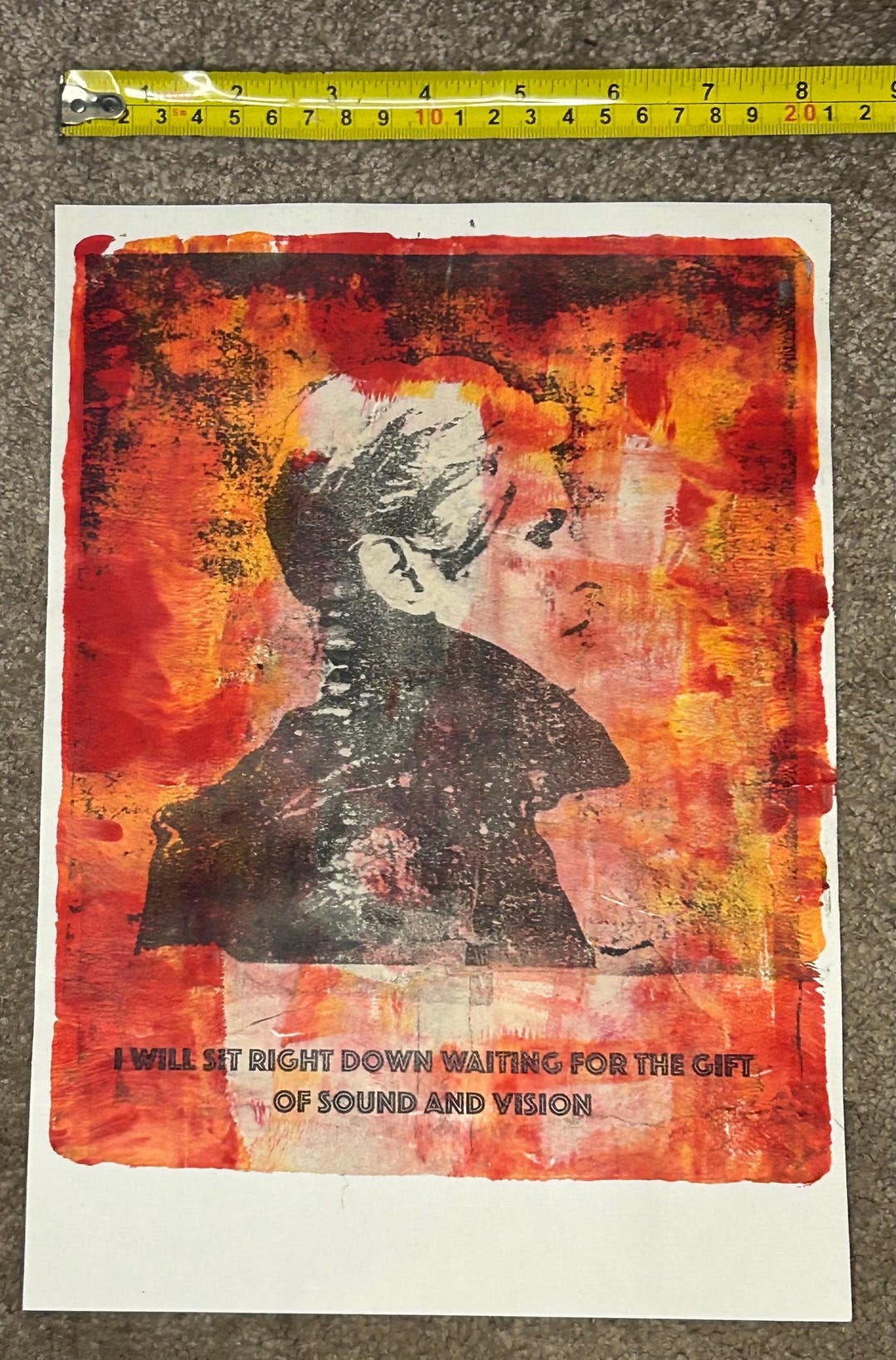 David Bowie - Low Album Cover Homage - Gelli Print Painting A4 Acrylic ...