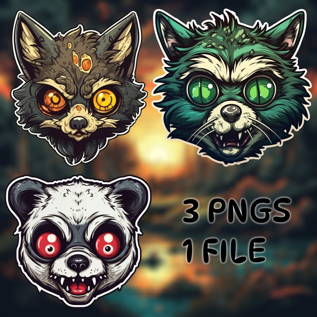 Undead Animal Sticker Pack Digital Art Digital Sticker - Etsy