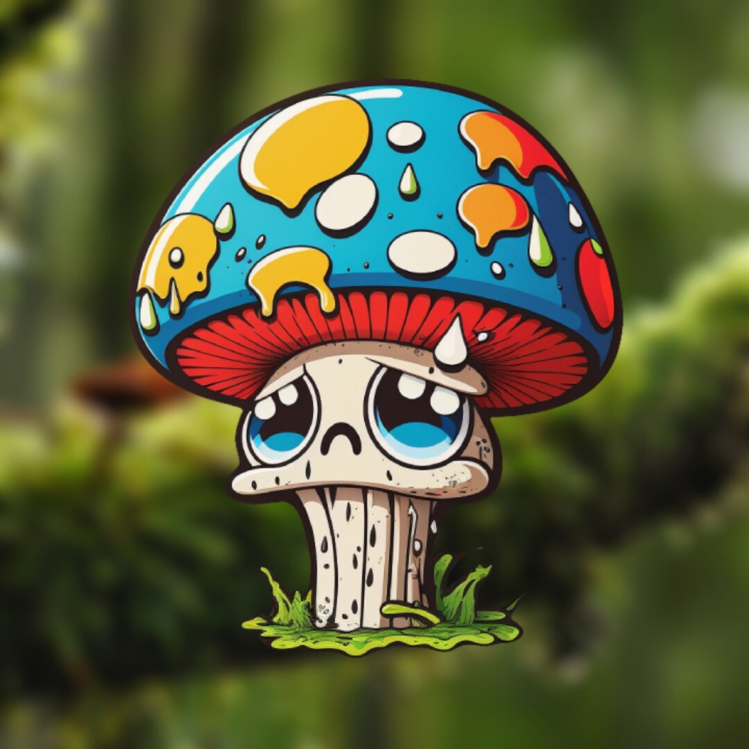 Trippy Sad Mushroom Sticker digital - Etsy
