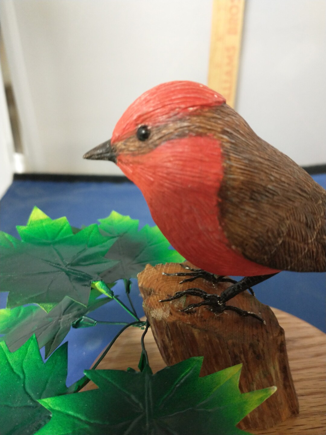 Hand Carved Life Size Vermillion Fly Catcher - Etsy