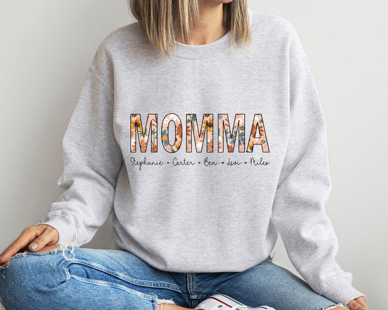 Momma Floral Png Svg, Personalized Mom Png Svg With Kids Names, Gift ...