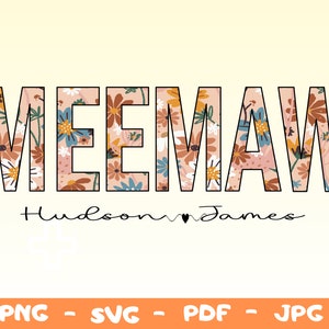 Floral Meemaw Grandchild Names Design (digital Download) - Etsy