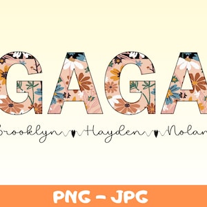 Floral Gaga Shirt Design, Custom Grandchild Names (PNG SVG) - Etsy
