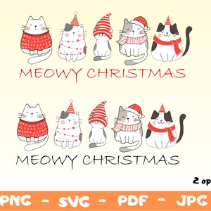Meowy Christmas Png,christmas Cat Png,christmas Svg,merry Christmas ...