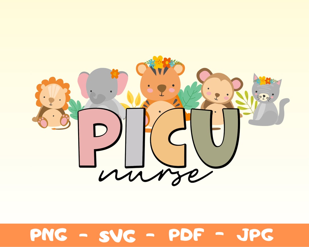 PICU Nurse Png Svg,picu Nurse Png Svg,pediatric Nurse Shirt With Animals Png,peds Nurse Svg ...