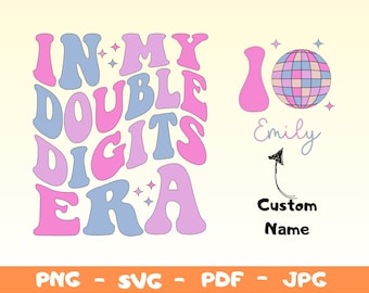 In My Double Digits Era Retro 10 Year Old 10th Birthday Girl Png - Etsy