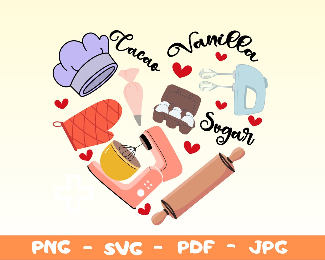 Bake Tools Heart Png Svg, Baking Png, Cooking Love Png, Cooking Tools ...