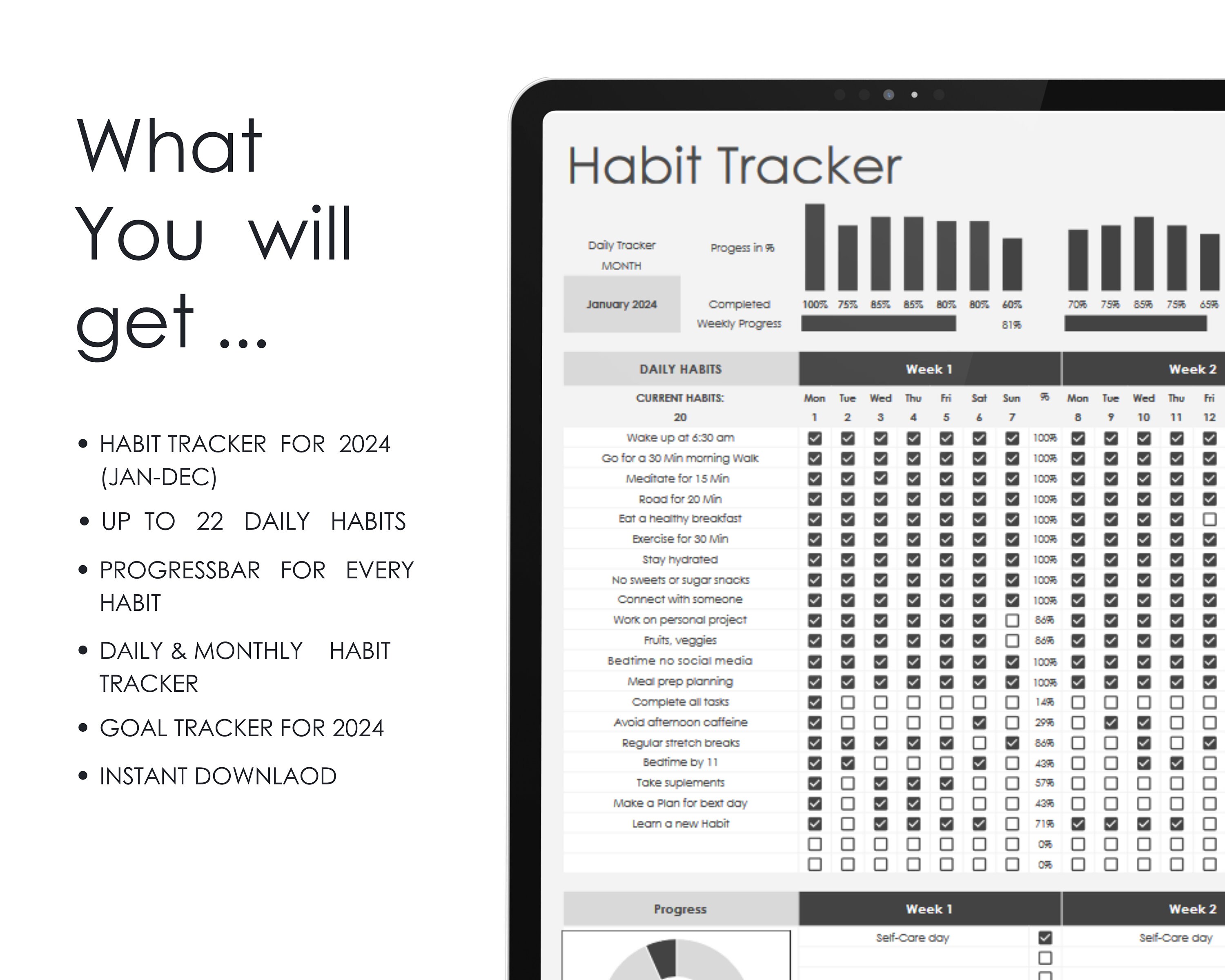 HABIT GOAL Tracker for Every Day in 2024 - Etsy