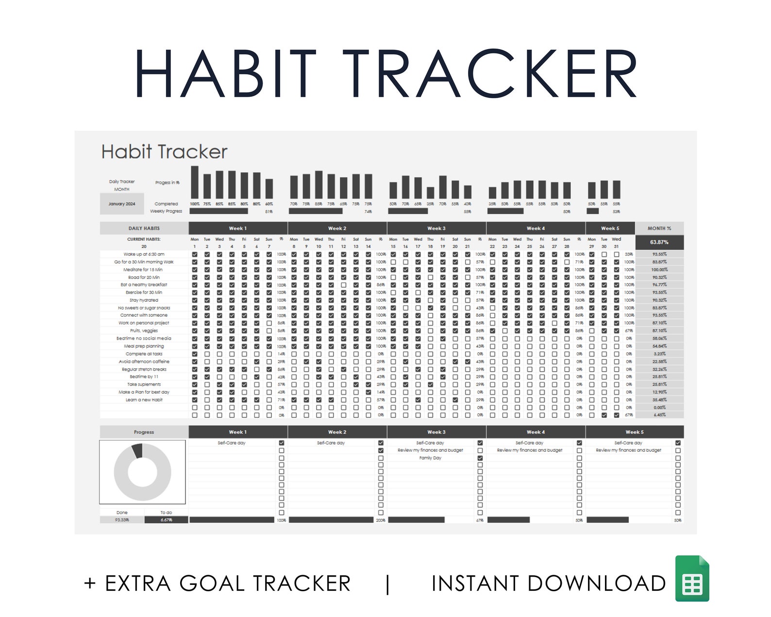 HABIT GOAL Tracker for Every Day in 2024 - Etsy