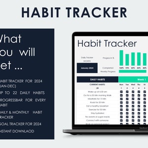 Colorful Digital Daily Habit Tracker Spreadsheet Template Daily Planner ...