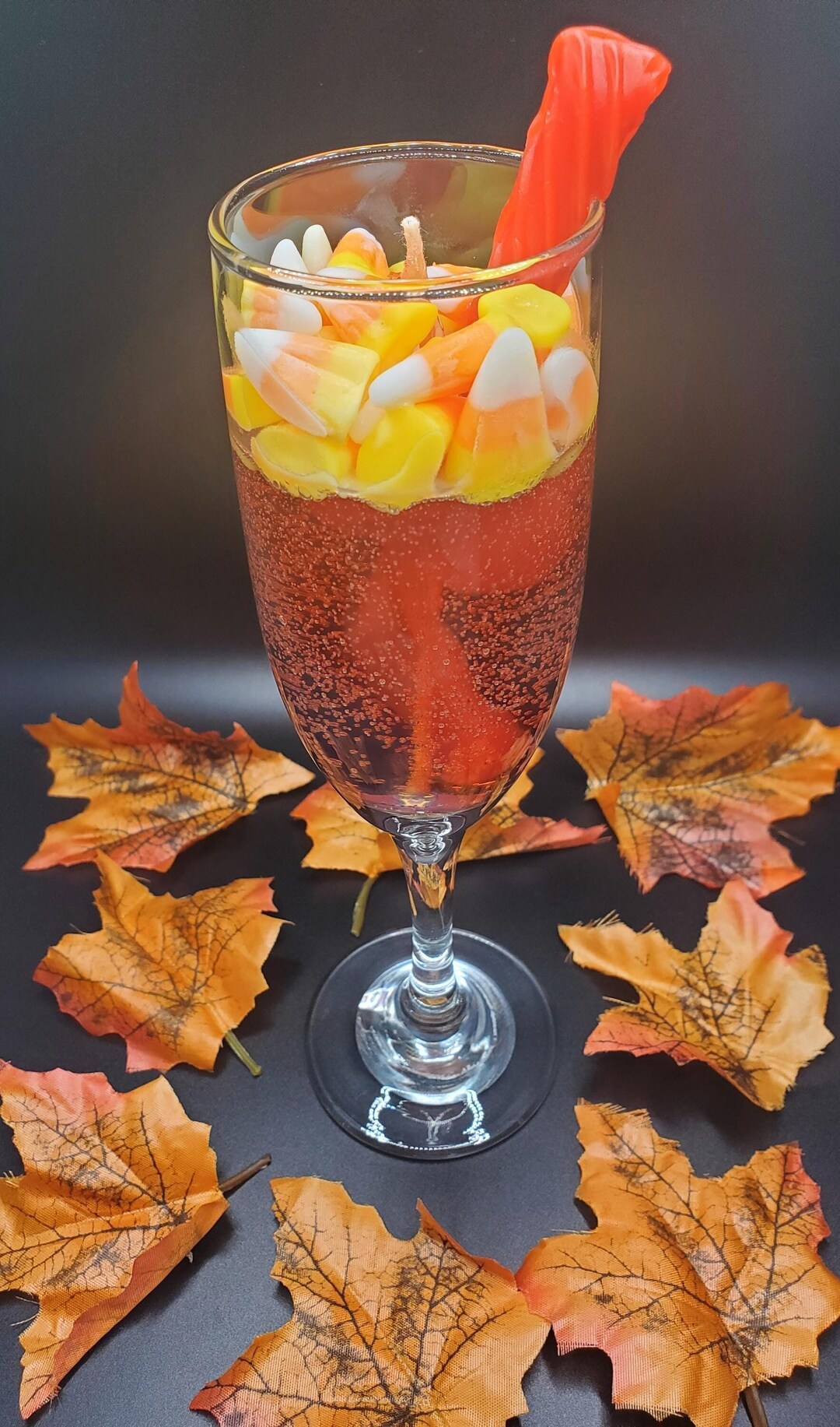 Candy Corn Flute Glass Candle - Etsy