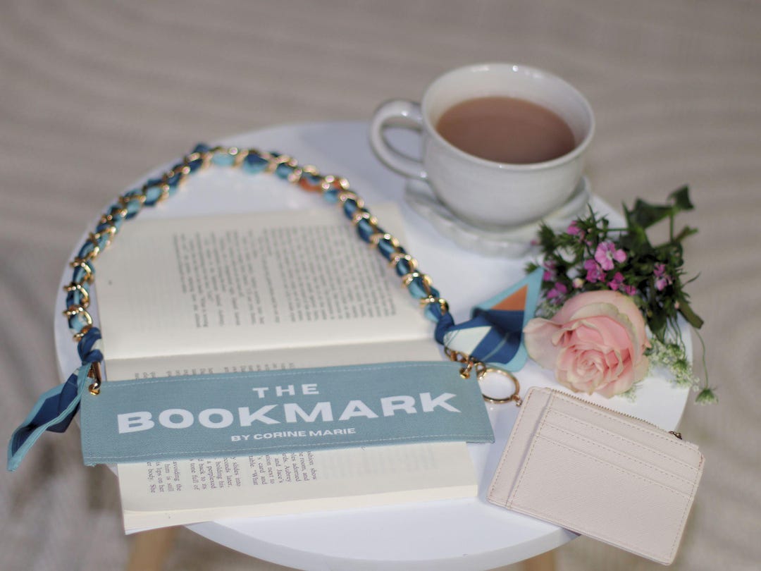 Bookmark With Detachable Strap, Fabric Blue Book Carrier, Bookmark ...