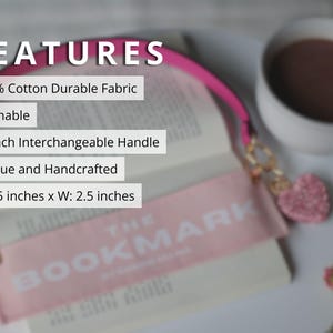 Bookmark With Detachable Handle, Book Carrier, Pink Faux Leather ...