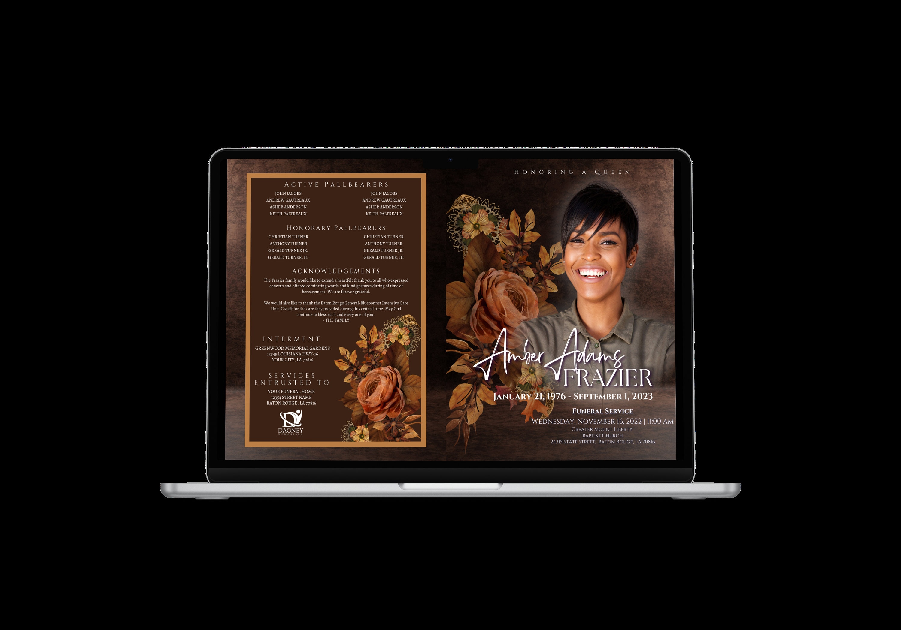 8-page Funeral Program Book Design | Harvest & Fall Inspired | Obituary ...
