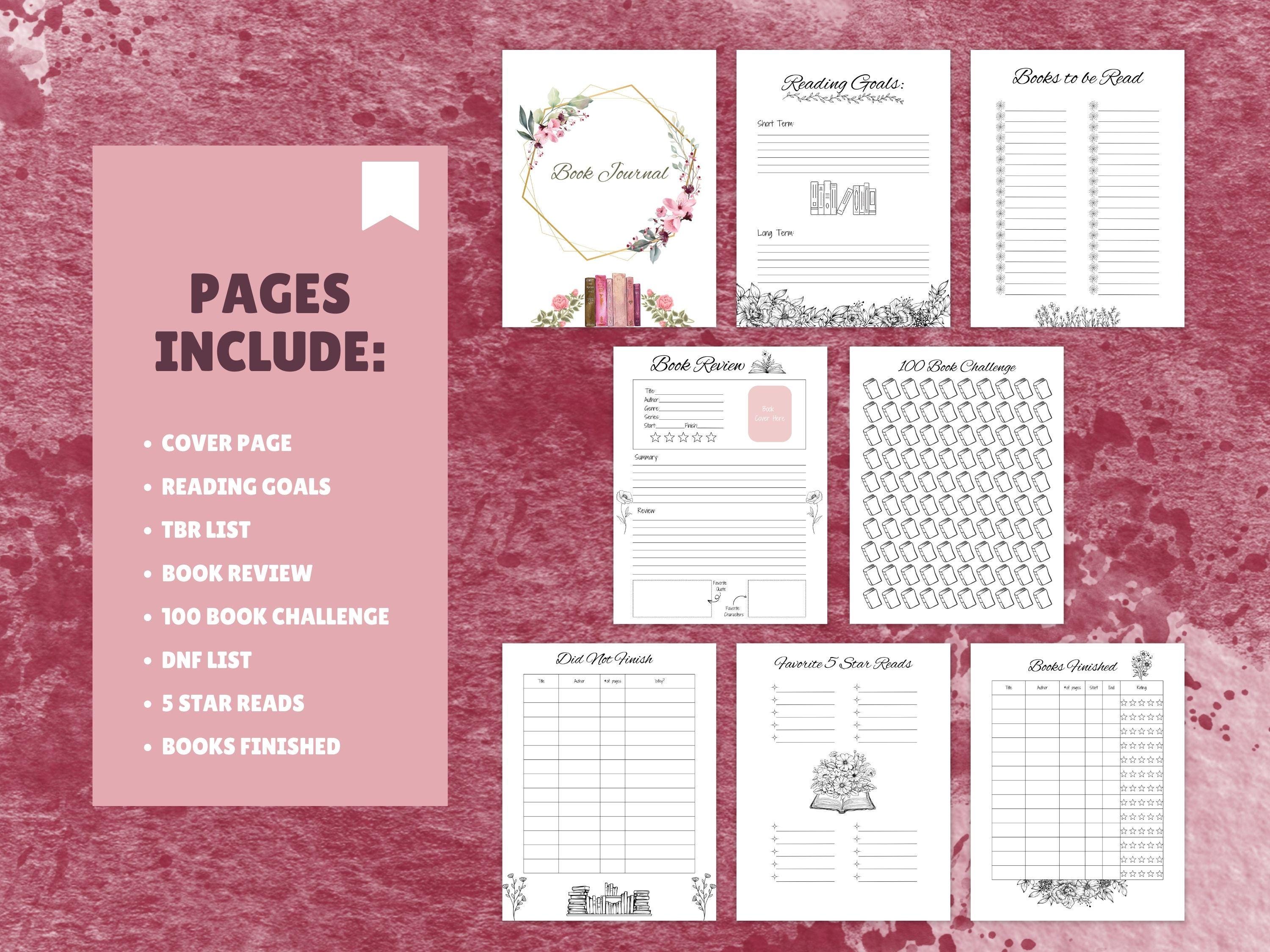 Printable Reading Journal 2025: Book Review Tracker (PDF) - Etsy